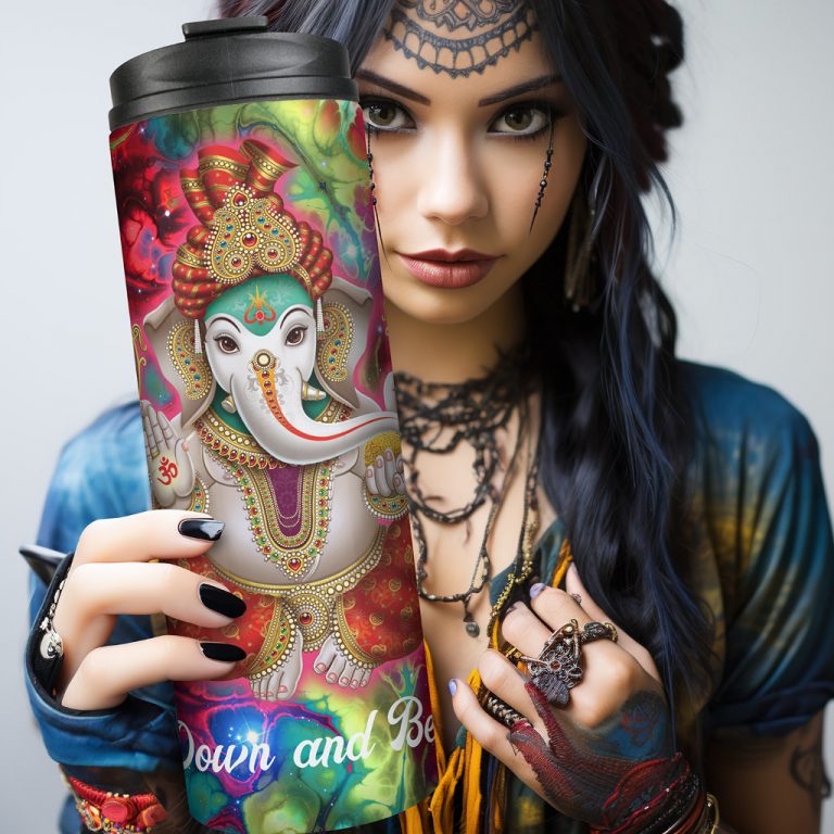 Personalised Y2K 1990s Hippy Ganesh Galaxy Thermal Tumbler - Moose Disco